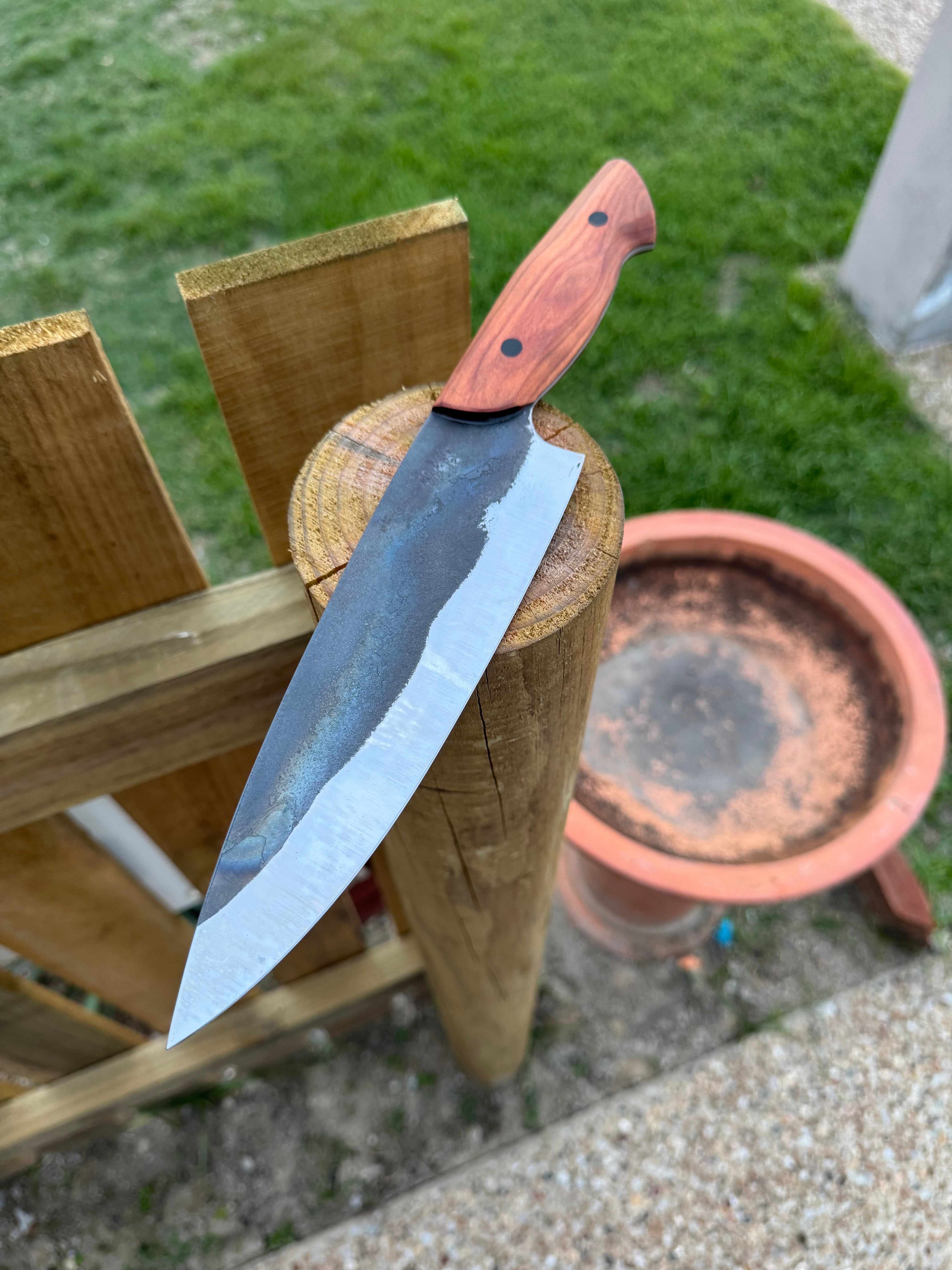 8" Chefs Knife, Dead Finish Handle | Northern Iron Forge